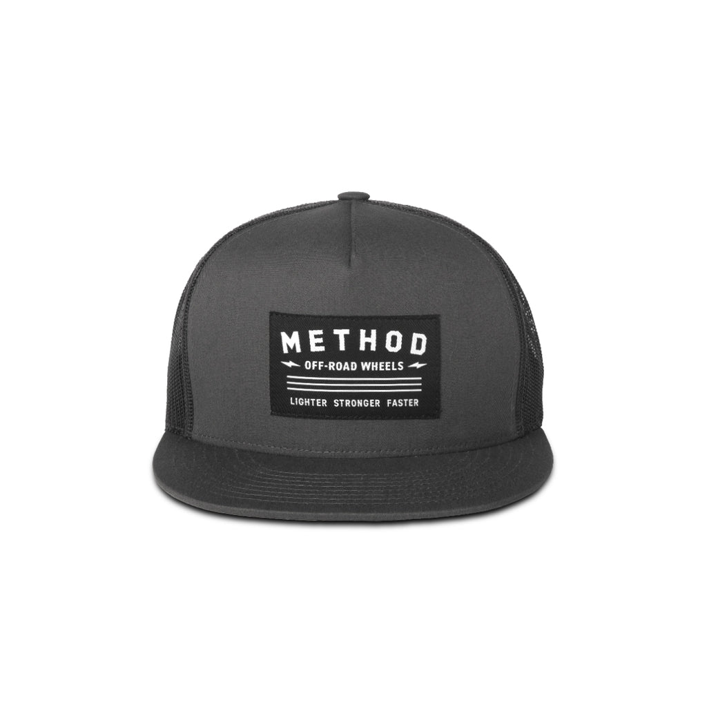 Method Bolted Flatbill Trucker Hat | Snapback | Charcoal – AP-H0059 ...