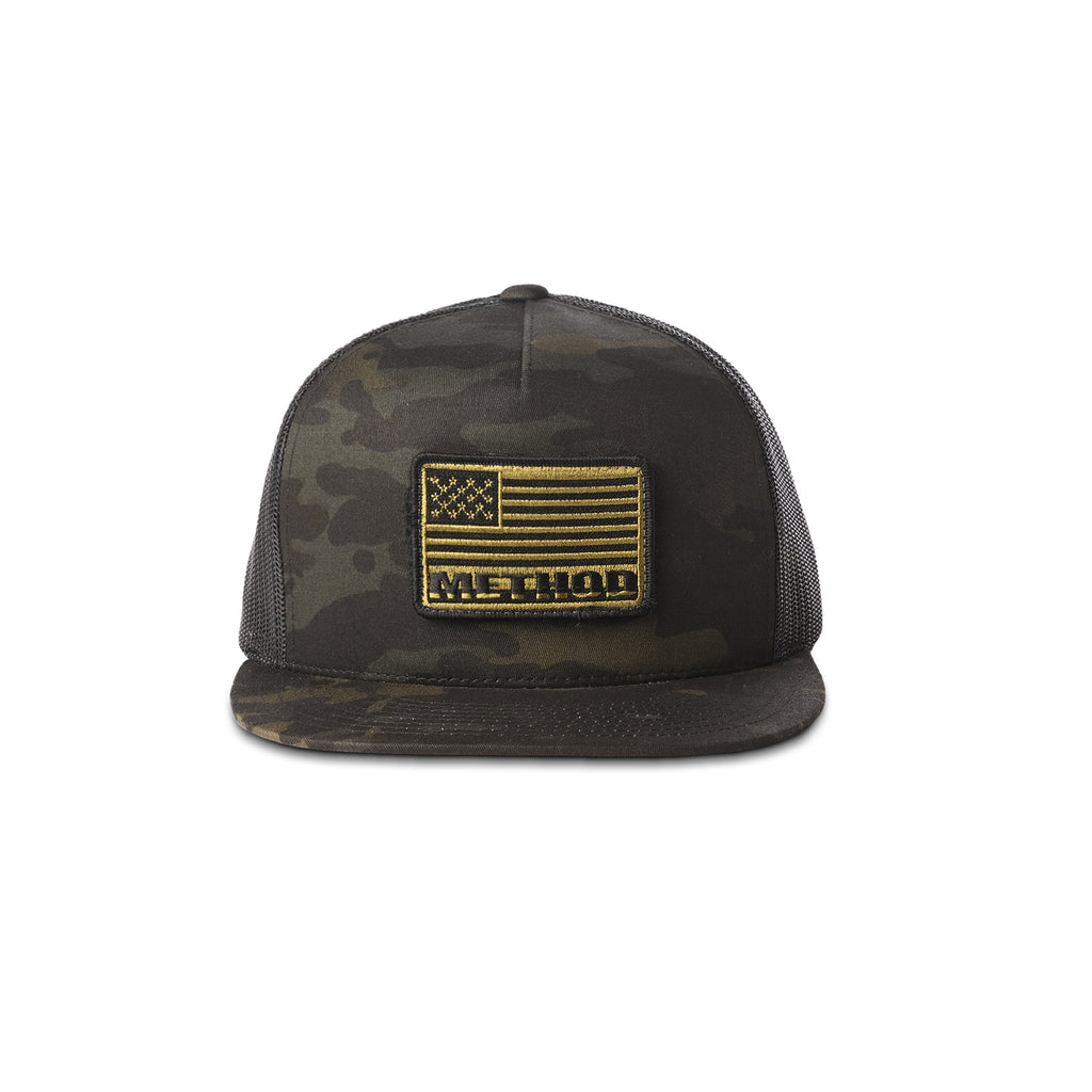 Method Flag Velcro Patch Flatbill Trucker | Snapback | Black Multicam ...